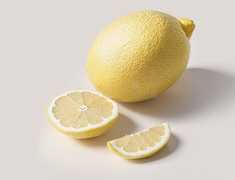 A Lemon is Cut in Half and Has a Small Slice Missing Stock Image ...