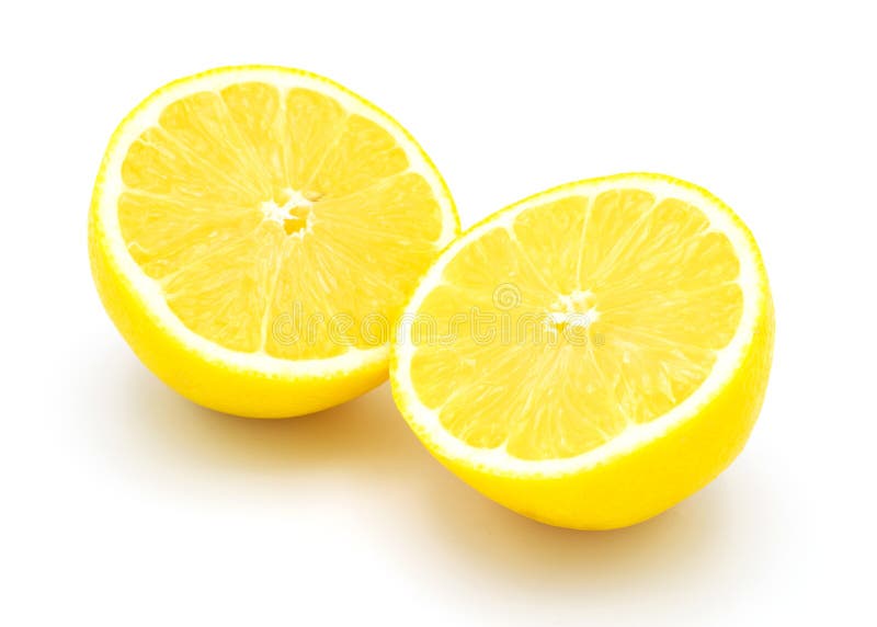 Lemon Cut in Half Isolated on a White Background Stock Photo - Image of ...