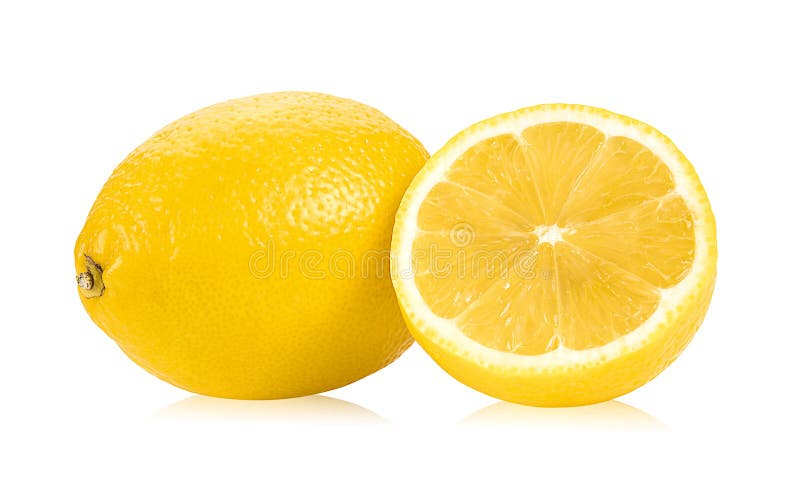 Lemon and Cut Half Slice Isolated Stock Image - Image of lemons, food ...