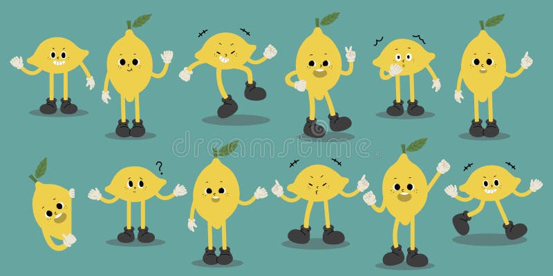 Lemon Cute Character Collection 1 Stock Vector - Illustration of vector ...