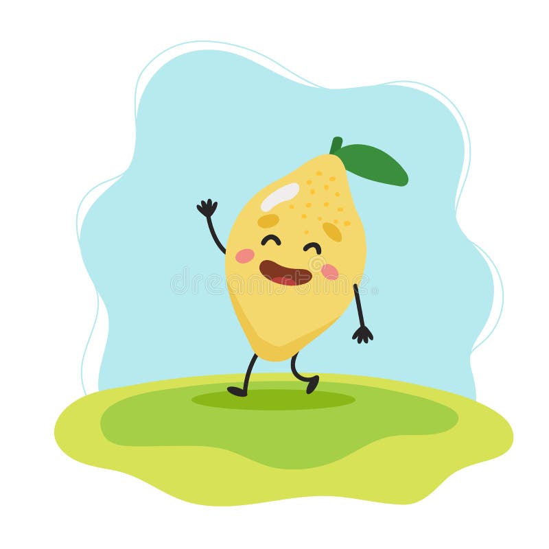 Lemon Cute Character, Vector Illustration for Kids in Cartoon Style ...