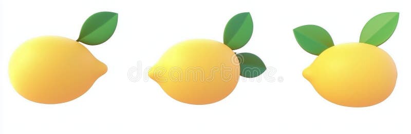Lemon 3D Icons and Objects Collection on Transparent, White Background ...