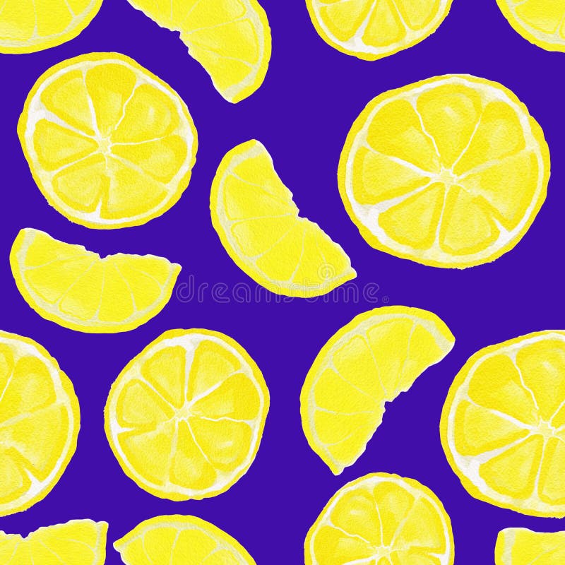 Lemon Different Sizes Blue Sticker Background. Pattern with Lemon and ...
