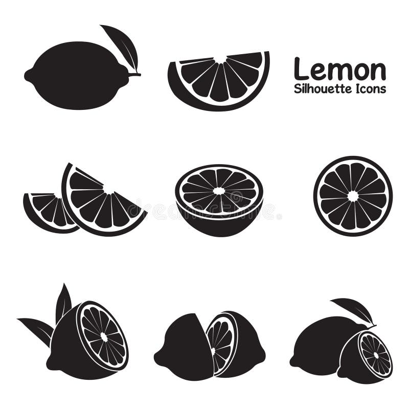 Lemon Different Styles Silhouette Vector Art.Lemon Icons and Graphics ...