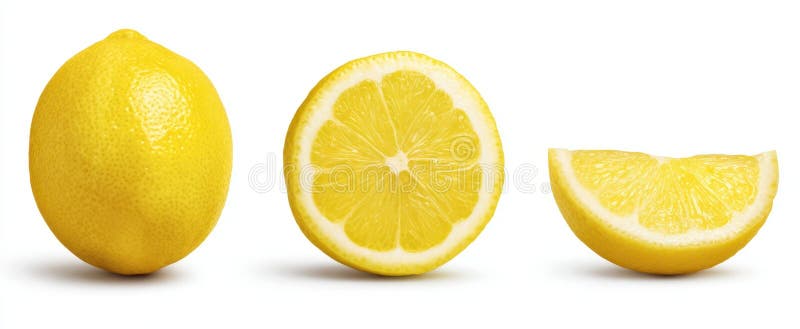 The Lemon Displayed in Its Whole, Sliced, and Wedge Forms Against a ...