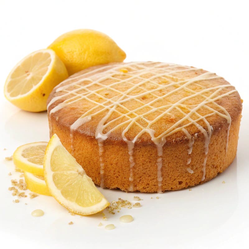 Lemon Drizzle Cake Isolated on Transparent Background Stock ...