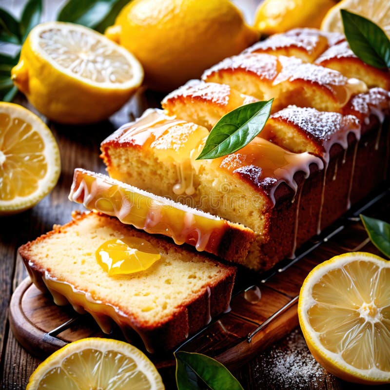 Lemon Drizzle Cake , Traditional Popular Sweet Dessert Cake Stock ...