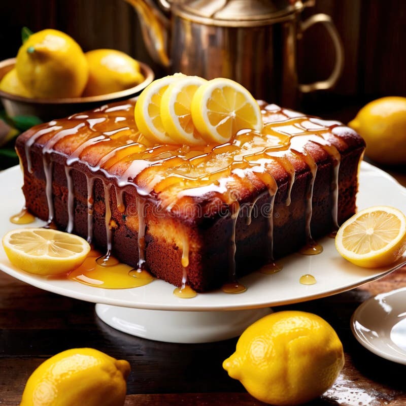 Lemon Drizzle Cake , Traditional Popular Sweet Dessert Cake Stock ...