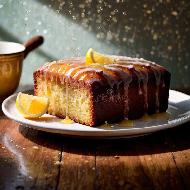Lemon Drizzle Cake , Traditional Popular Sweet Dessert Cake Stock ...