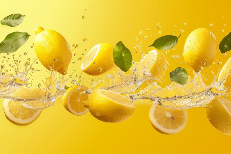 Lemon, Dynamic Composition of Flying Lemon Segments with Water Splash ...