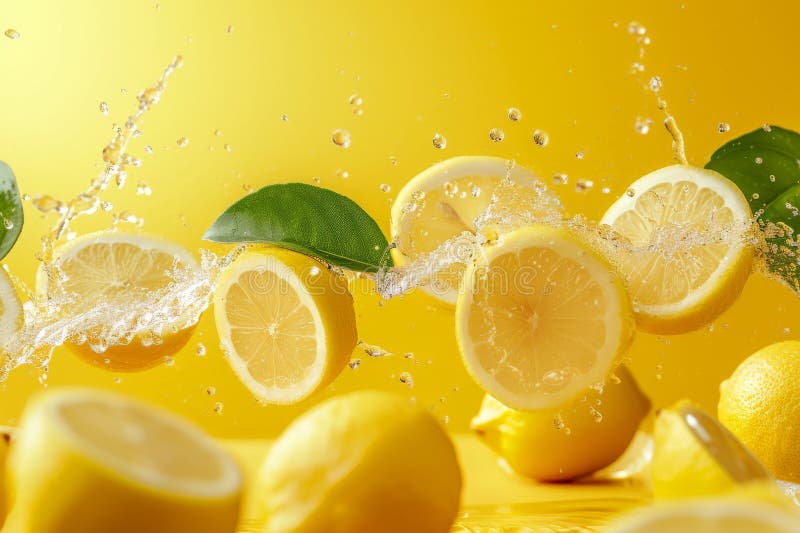 Lemon, Dynamic Composition of Flying Lemon Segments with Water Splash ...