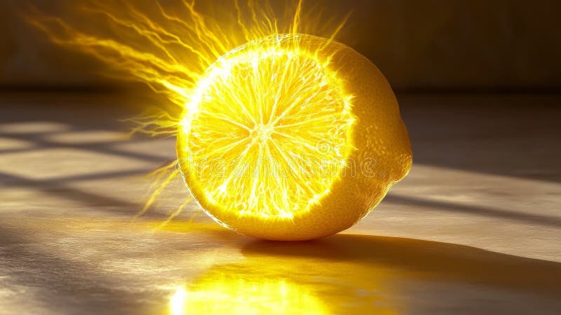 Lemon with Electric Energy Effect in Sunlight Stock Photo - Image of ...