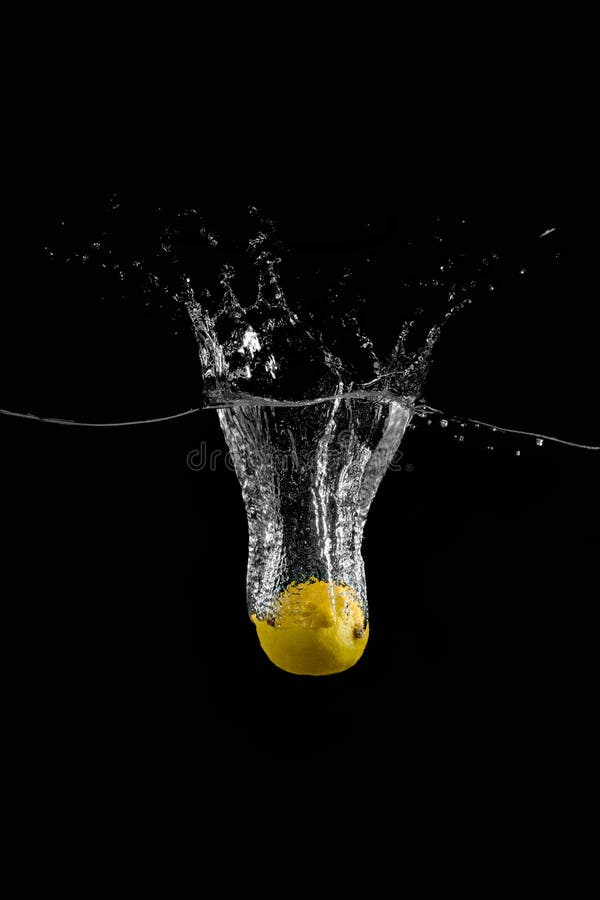 Lemon Fall in Water with Splash Stock Photo - Image of white, water ...
