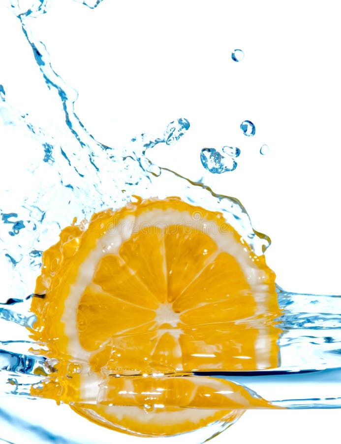 Lemon Fall in Water with Splash Stock Photo - Image of white, water ...