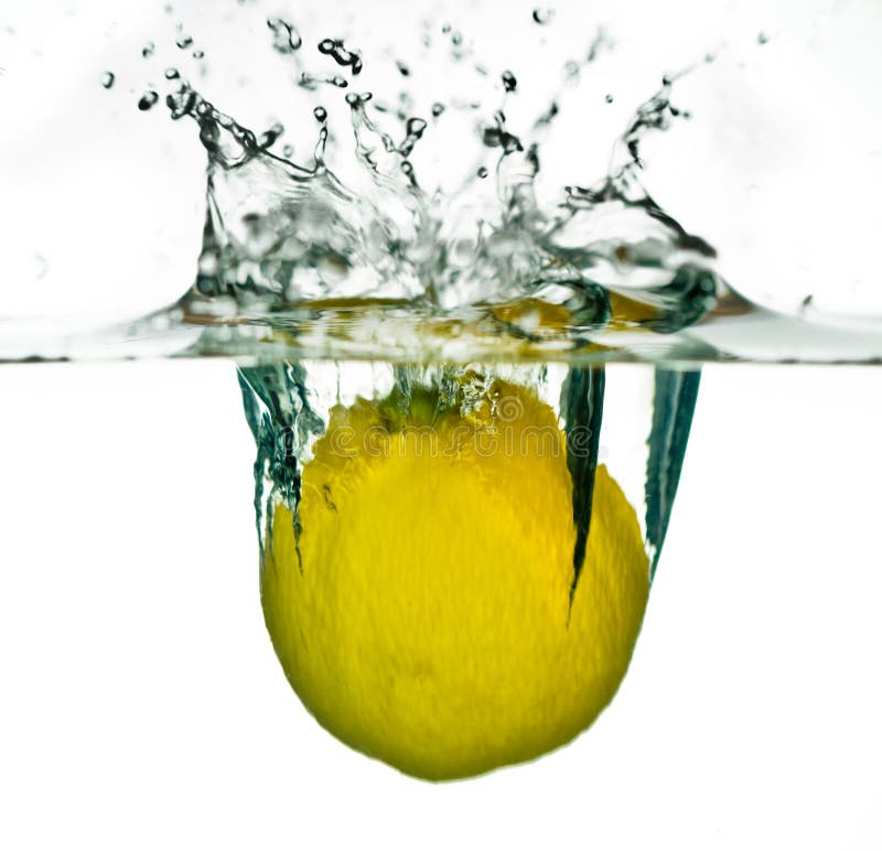 Lemon falling in water stock image. Image of cleaning - 4373319