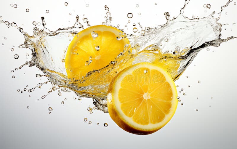 Lemon Falling Water Splash Transparent Background Stock Photo - Image ...