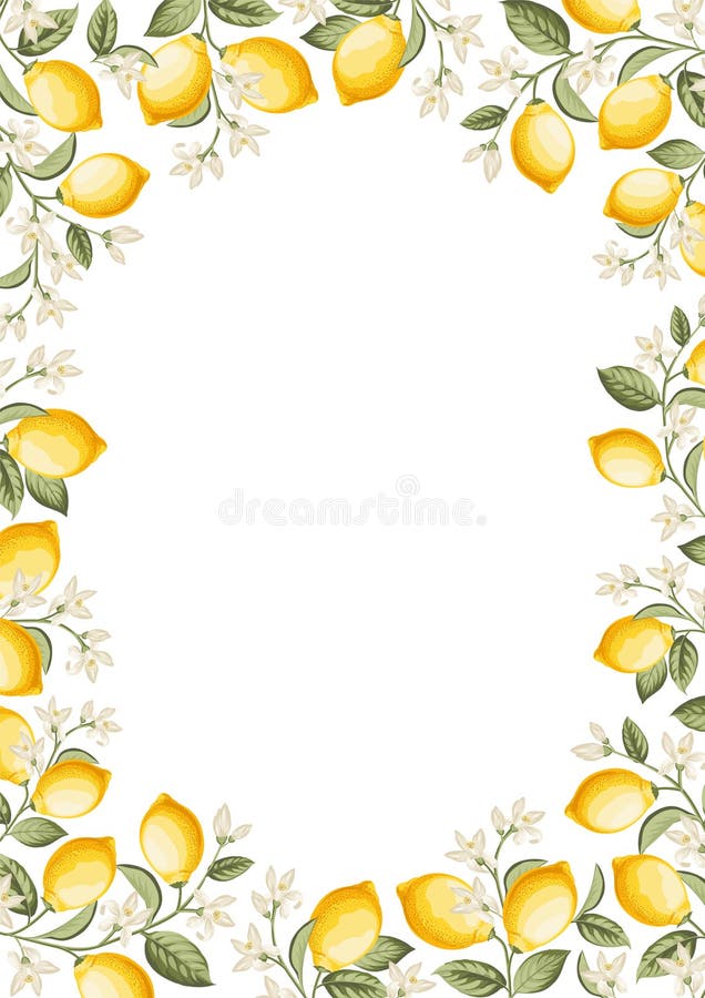 Lemon Frame Illustration. Hand-drawn Citrus. Stock Vector ...