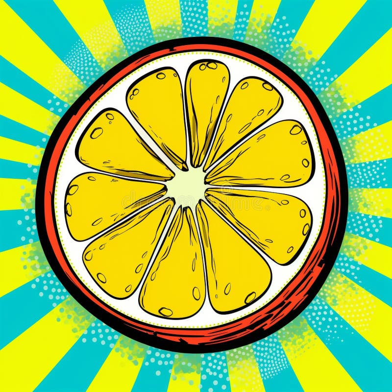 Lemon Fruit in Bright Colorful Pop-art Style. Stock Illustration ...