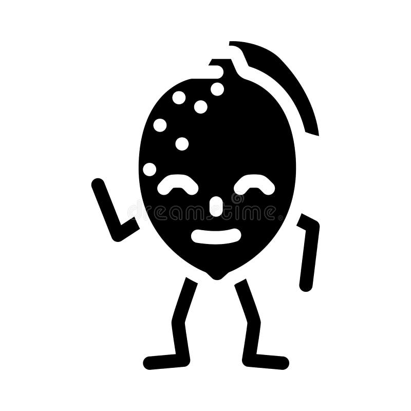 Lemon Fruit Character Glyph Icon Vector Illustration Stock Vector ...