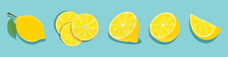 Lemon Fruit Collection in a Flat Design. Lemon Icons Set Stock Vector ...