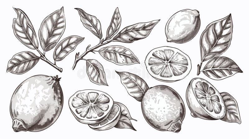 Vibrant Hand Drawn Lemon Fruit Vector Illustration for Design Projects ...