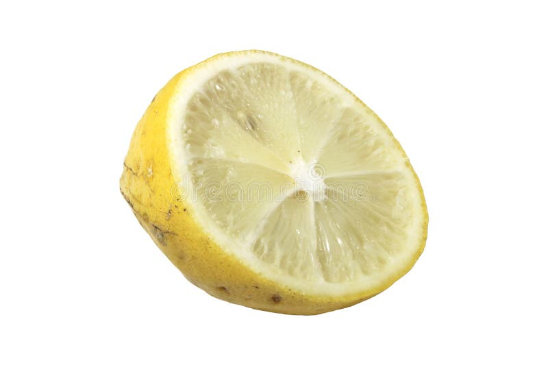 Fresh Lemons Sliced Pieces Against an Isolated White Background Stock ...