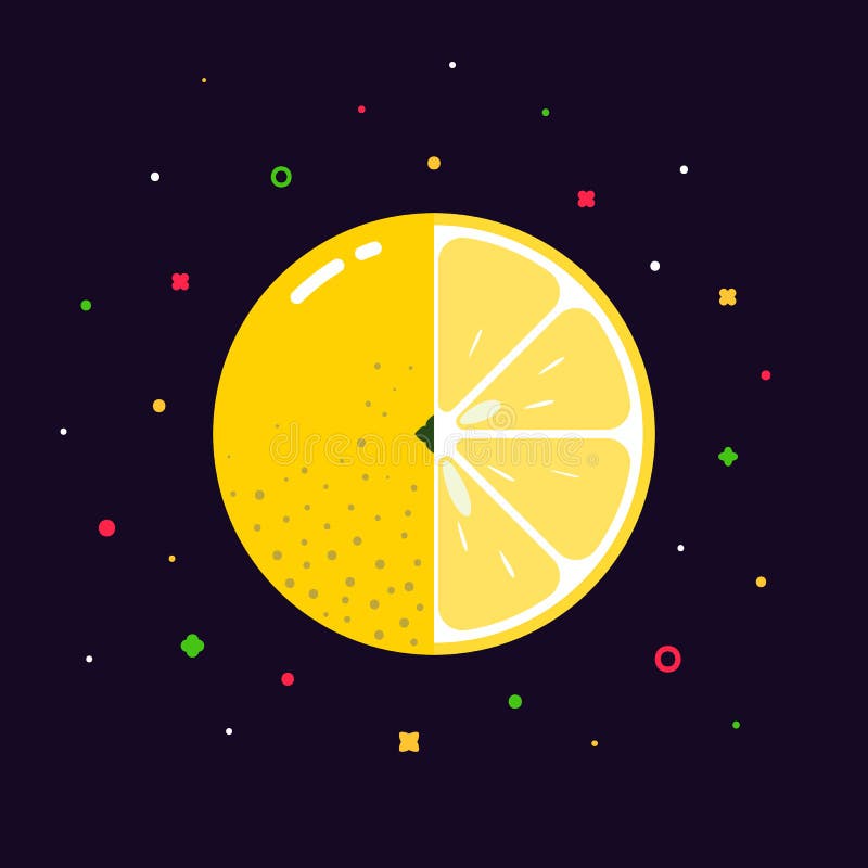 Lemon Fruit Sphere with Half Slice Logo, Flat Icon Design Template ...