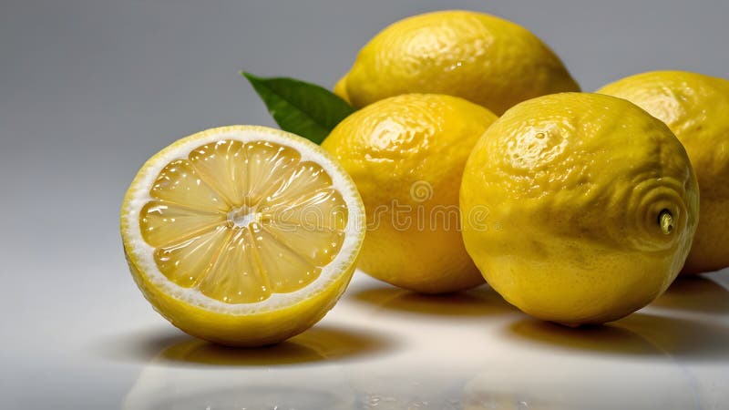 Lemon Fruit Still Life Crisp Avatar and White Background Images Stock ...
