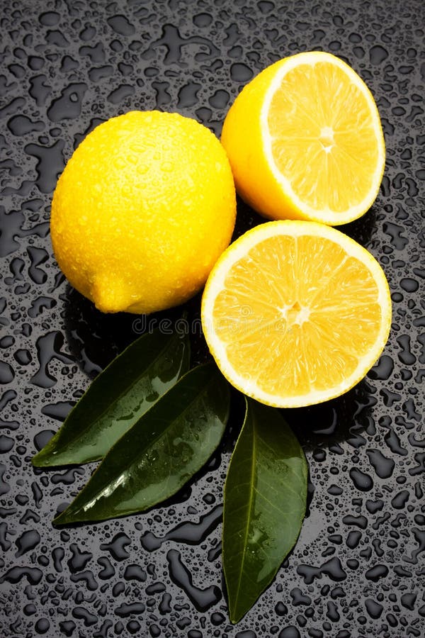 Lemon Fruit on Wet Background Stock Photo - Image of fruit, healthy ...