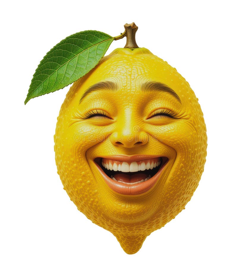 A Lemon Fruit with a Winking Human Face Isolated on Transparent ...