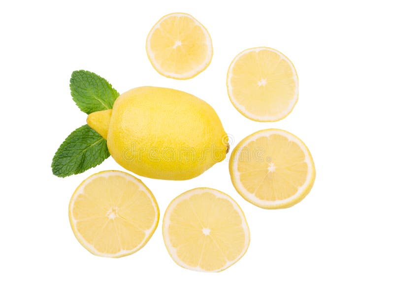 Lemon Fruits Composition.Whole Lemon and Fresh Slices of Lemon. Stock ...