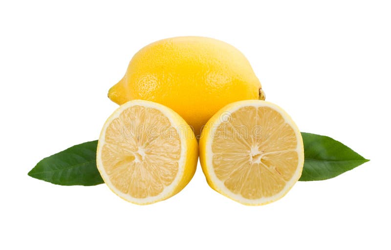 Lemon Full and Half with Leaves Stock Photo - Image of ingredient ...