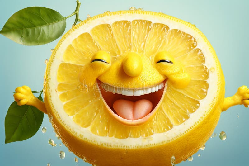 A Lemon with a Funny Face on it S Head. Stock Illustration ...