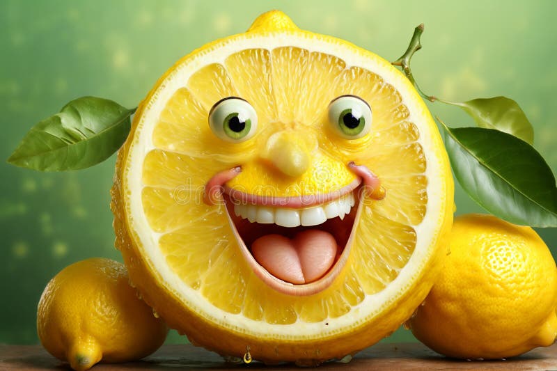 A Lemon with a Funny Face on it S Head. Stock Illustration ...