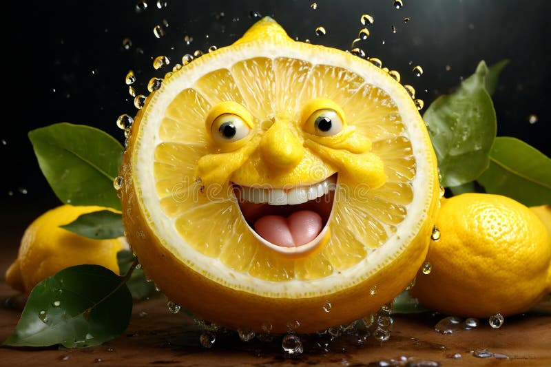 A Lemon with a Funny Face on it S Head. Stock Illustration ...