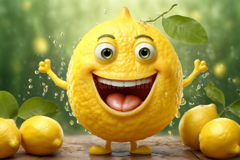 A Lemon with a Funny Face on it S Head. Stock Illustration ...