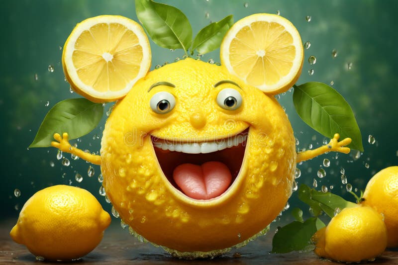 A Lemon with a Funny Face on it S Head. Stock Illustration ...