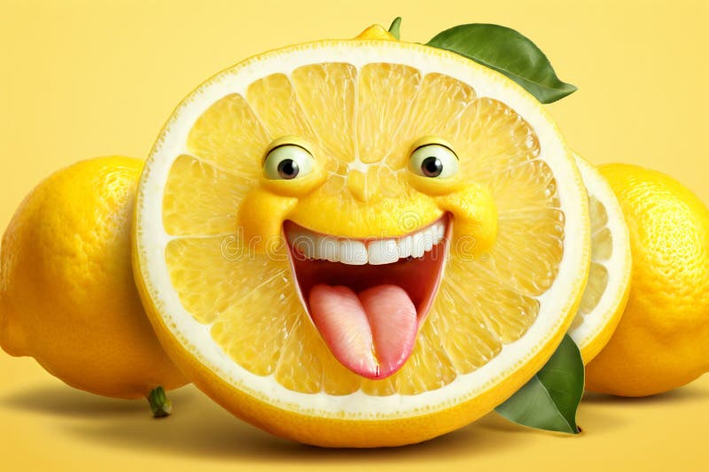 A Lemon with a Funny Face on it S Head. Stock Illustration ...