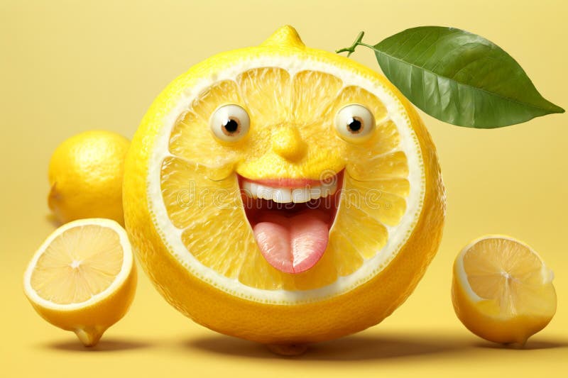 A Lemon with a Funny Face on it S Head. Stock Illustration ...