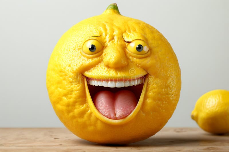 A Lemon with a Funny Face on it S Head. Stock Illustration ...