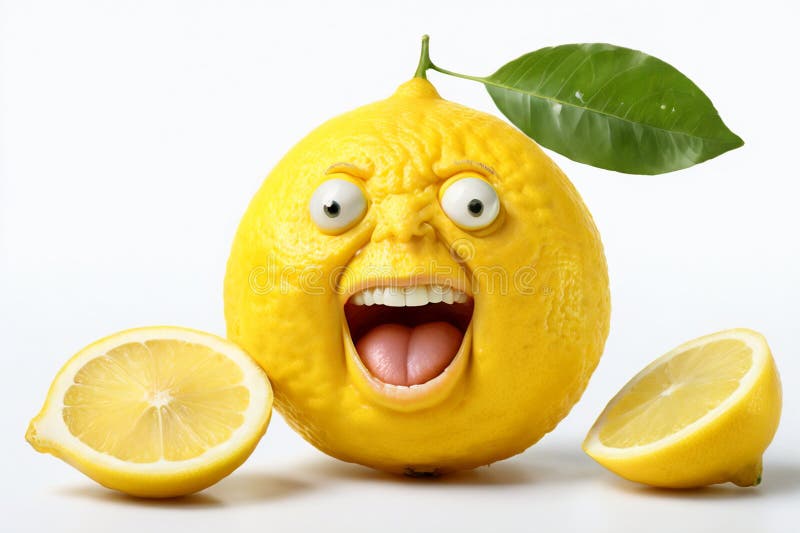 A Lemon with a Funny Face on it S Head. Stock Illustration ...