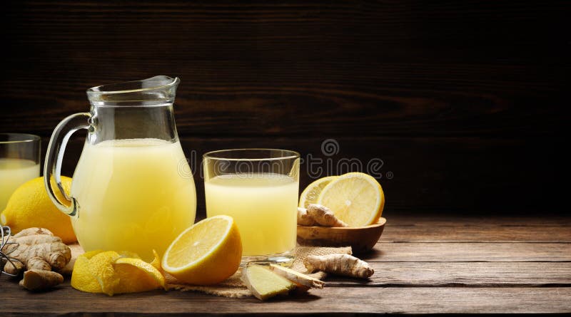 Lemon and ginger drink. stock photo. Image of health - 241313868