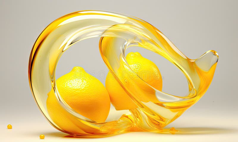 Lemon with a Glass Wave Effect Stands Out. AI Generative Stock ...