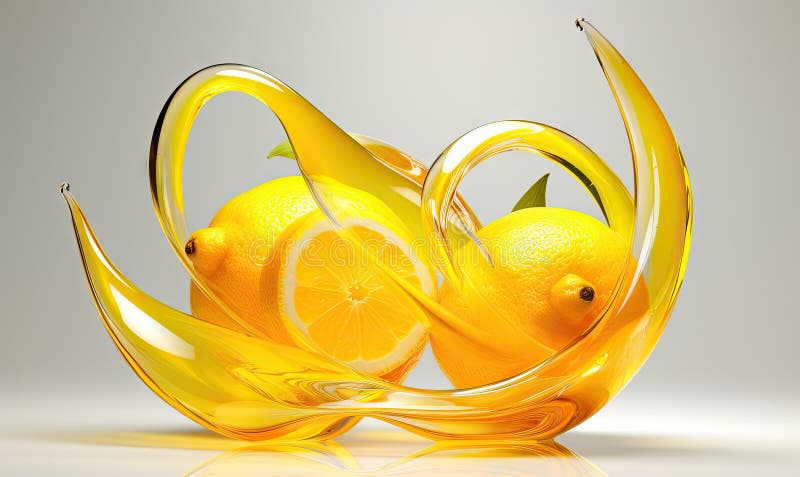 Lemon with a Glass Wave Effect Stands Out. AI Generative Stock ...