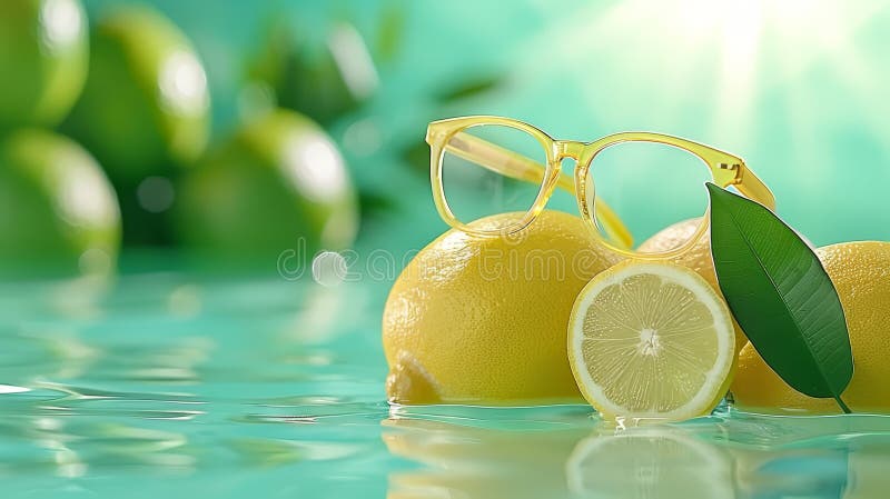 Sunny Still Life: Yellow Glasses Resting on Fresh Lemons Stock ...