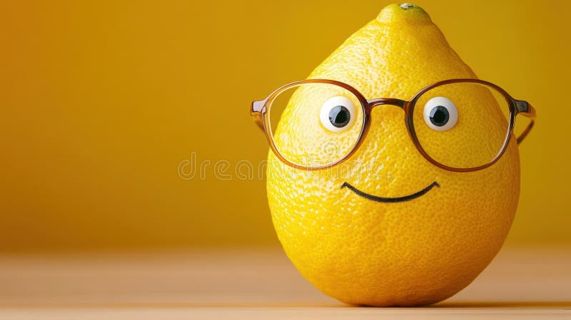 A Lemon with Glasses and a Face on it S Surface, AI Stock Photo - Image ...