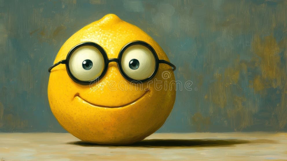 A Lemon with Glasses and a Smile on Its Face, AI Stock Image - Image of ...