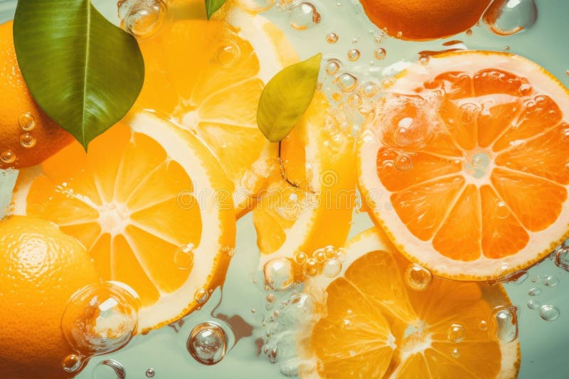 Lemon Grapefruit Orange Water Design. Stock Illustration - Illustration ...