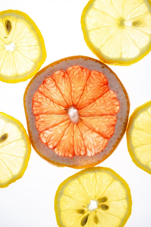 Lemon and Grapefruit Slices on a White Background on the Lumen Stock ...
