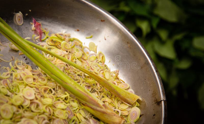 Lemon Grass Chopped Ready for Cooking Stock Photo - Image of landscape ...